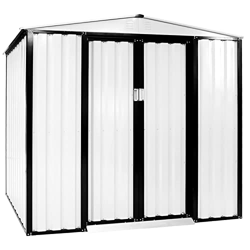 SUNCROWN Outdoor Backyard Garden Storage Shed 4X6 FT Yard Storage Tool with Sliding Door for Lawn Equipment Garden Backyard - White