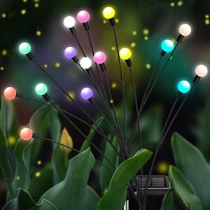 garper solar garden lights – high flexibility starburst swaying lights – upgraded 2 modes solar lights outdoor waterproof, color changing solar firefly lights for yard pathway patio garden decoration