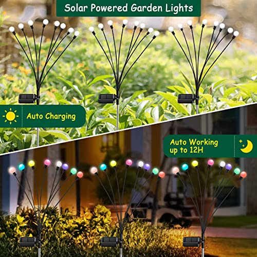 GARPER Solar Garden Lights – High Flexibility Starburst Swaying Lights - Upgraded 2 Modes Solar Lights Outdoor Waterproof, Color Changing Solar Firefly Lights for Yard Pathway Patio Garden Decoration