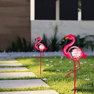 Venniy 2 Pack Flamingo Garden Solar Lights, Flamingo Solar Garden Decor Solar Pathway Lights Waterproof for Lawn Patio Courtyard