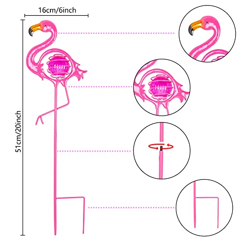 Venniy 2 Pack Flamingo Garden Solar Lights, Flamingo Solar Garden Decor Solar Pathway Lights Waterproof for Lawn Patio Courtyard