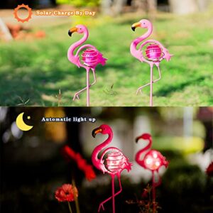 Venniy 2 Pack Flamingo Garden Solar Lights, Flamingo Solar Garden Decor Solar Pathway Lights Waterproof for Lawn Patio Courtyard