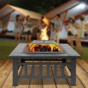 ZLXDP 32 Inch Brazier Outdoor Camping Stove Garden Portable Courtyard Metal Fire Pits Bowl with Accessories BBQ Grills