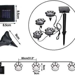 Paw Print Solar Outdoor Lights, Solar Lights Outdoor Waterproof Dog Paw Lights(Set of 4), Cat Puppy Animal Garden Lights Path Paw Lamp Walkway Lighting for Patio,Yard,Any Pet Lover(Solar White paw)