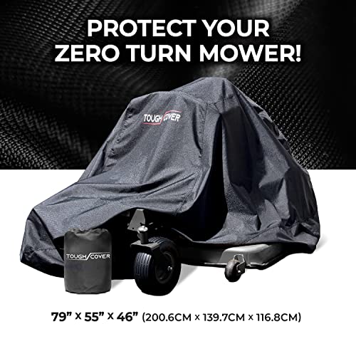 Tough Cover Premium Zero-Turn Mower Cover Heavy Duty 600D Marine Grade Fabric, Universal Fit Lawn Mower Covers, Protects Against Water, UV, Dust, Dirt, Wind for Outdoor Protection (Black)