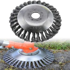 HUYUR 6 Inches Garden Weed Eater Brush Round Steel Wire Wheel Brush with Cutter Head for Lawn Mower Grass Eater Trimmer Brush Cutter Tools Parts Rust Removal Tools