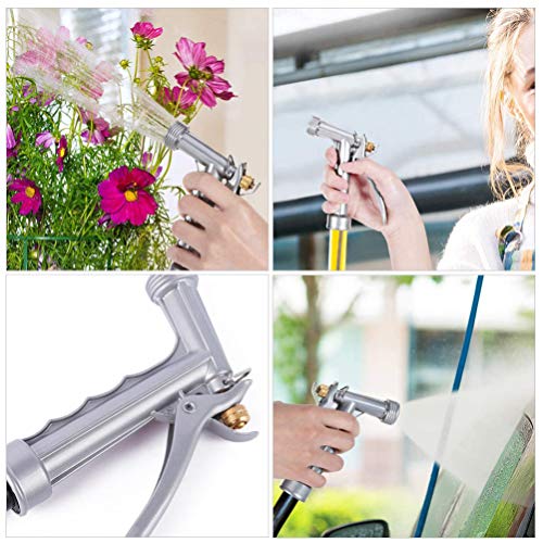 Happyyami Metal Hose Spray Multi- Functional Household Car Wash Water Zinc Alloy Water Nozzle with Threaded Front Garden Water Garden Watering Tool Garden Hose Sprayer