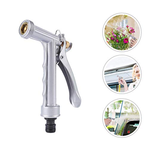 Happyyami Metal Hose Spray Multi- Functional Household Car Wash Water Zinc Alloy Water Nozzle with Threaded Front Garden Water Garden Watering Tool Garden Hose Sprayer