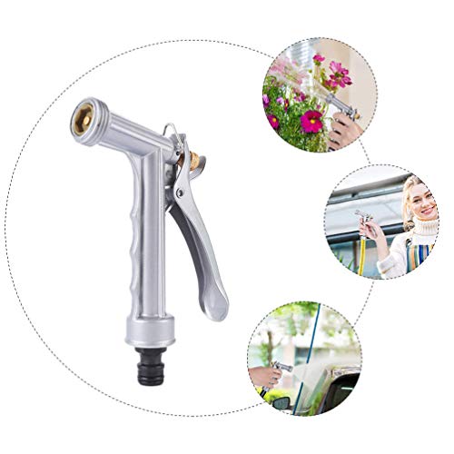 Happyyami Metal Hose Spray Multi- Functional Household Car Wash Water Zinc Alloy Water Nozzle with Threaded Front Garden Water Garden Watering Tool Garden Hose Sprayer