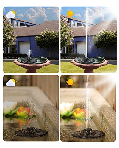 Xinhong Solar Bird Bath Fountain Pump, 1W solar water fountain with 6 Nozzle, 5.1" mini solar fountain pump Outdoor Watering Submersible Pump for Garden, Ponds, Pool, Fish Tank