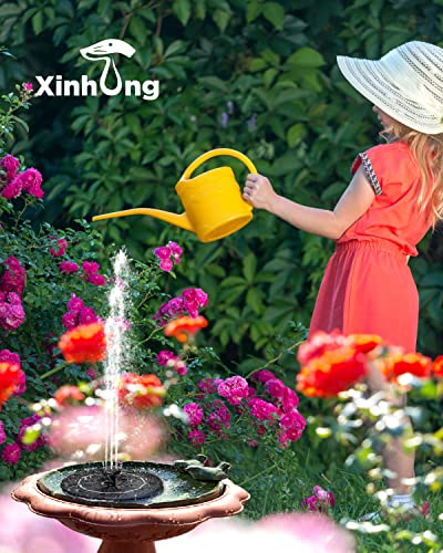 Xinhong Solar Bird Bath Fountain Pump, 1W solar water fountain with 6 Nozzle, 5.1" mini solar fountain pump Outdoor Watering Submersible Pump for Garden, Ponds, Pool, Fish Tank