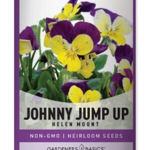 Violet, Johnny Jump Up Flower Seeds for Planting - Flower Seed Packet Annual Flower Open Pollinated, Non-GMO Variety- 1 Gram Seeds Great for Summer Seeds for Flower Gardens by Gardeners Basics