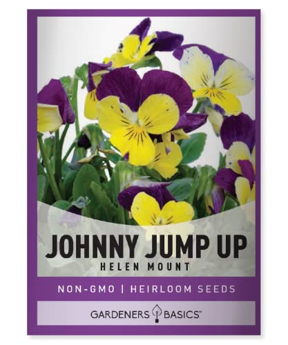 Violet, Johnny Jump Up Flower Seeds for Planting - Flower Seed Packet Annual Flower Open Pollinated, Non-GMO Variety- 1 Gram Seeds Great for Summer Seeds for Flower Gardens by Gardeners Basics