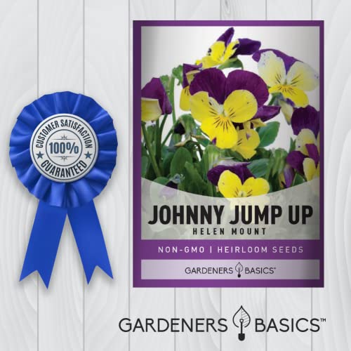 Violet, Johnny Jump Up Flower Seeds for Planting - Flower Seed Packet Annual Flower Open Pollinated, Non-GMO Variety- 1 Gram Seeds Great for Summer Seeds for Flower Gardens by Gardeners Basics