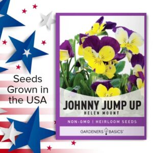 Violet, Johnny Jump Up Flower Seeds for Planting - Flower Seed Packet Annual Flower Open Pollinated, Non-GMO Variety- 1 Gram Seeds Great for Summer Seeds for Flower Gardens by Gardeners Basics