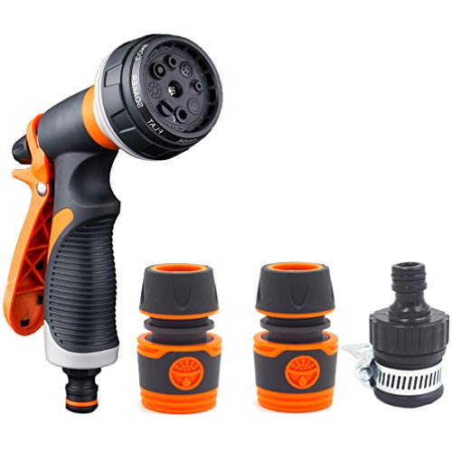 DOITOOL 1 Set of Garden Hose Nozzle Sprayer High Pressure Water Nozzle Heavy Duty Spray Nozzle with 8 Adjustable Watering Patterns for Plant Watering,Cleaning,Car Washing,Lawn and Garden (Universal)