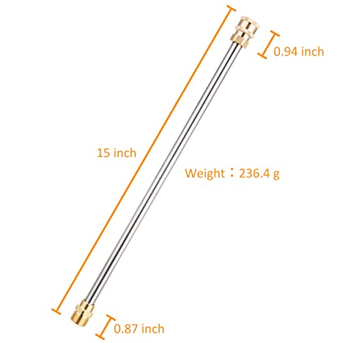 PWACCS Pressure Washer Extension Wand, Universal Lance Extension for Power Washer, Stainless Steel Replacement of Pressure Washing Extended Rod, M22 to 1/4 Inch Quick Connector