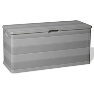 tidyard garden storage deck box plastic 74 gal lockable garden container cabinet toolbox gray for patio, lawn, poolside, backyard outdoor furniture