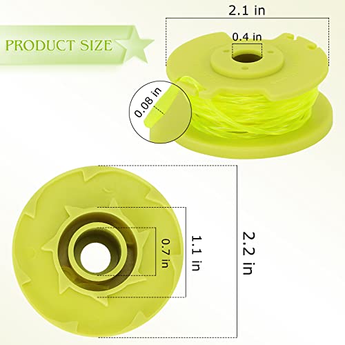 Weed Wacker String Compatible for Ryobi One Plus+ AC80RL3, 11 FT/0.080 Inch String Trimmer Twisted Line, Spool Replacement for Ryobi 18v, 24v, 40v Cordless Trimmers (9 Spools+2 AC14HCA Caps Cover)