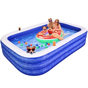 inflatable swimming pool for kids,120″x72″x22″ full-sized family swim & ball pool for 2 3 4 5 years old kids and adults, summer swim center for garden and backyard