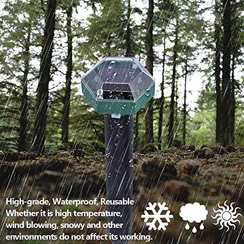 MorTime Solar Powered Mole Deterrent Spikes Outdoor Ultrasonic Groundhog Gopher Vole Deterrent for Lawn Garden Yard (4pc Hexagon)