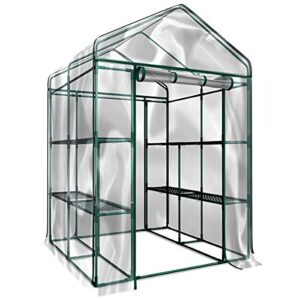 home-complete hc-4202 walk-in greenhouse- indoor outdoor with 8 sturdy shelves-grow plants, seedlings, herbs, or flowers in any season-gardening rack