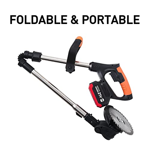 Battery Powered Weed Wacker Cordless- Electric Weed Trimmer Rechargeable- Two 4.0 Ah Battery Operated Weed Whacker Cordless 21V Grass Edger Trimmer with Blade and Charger - Lawn Yard Garden