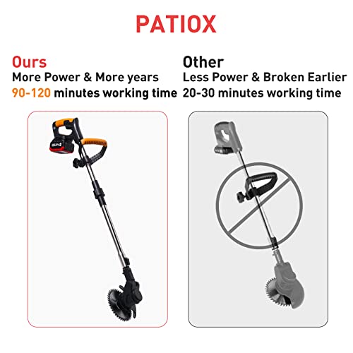 Battery Powered Weed Wacker Cordless- Electric Weed Trimmer Rechargeable- Two 4.0 Ah Battery Operated Weed Whacker Cordless 21V Grass Edger Trimmer with Blade and Charger - Lawn Yard Garden