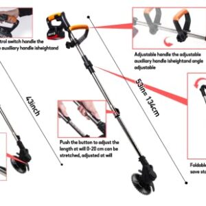 Battery Powered Weed Wacker Cordless- Electric Weed Trimmer Rechargeable- Two 4.0 Ah Battery Operated Weed Whacker Cordless 21V Grass Edger Trimmer with Blade and Charger - Lawn Yard Garden