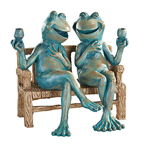 Snoogg 454dgs Happy Hour Frogs Garden Statue, Red