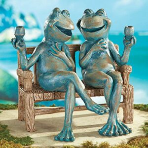 Snoogg 454dgs Happy Hour Frogs Garden Statue, Red