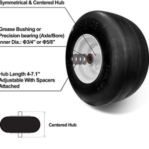 HORSESHOE New 13x6.50-6 Flat Free Smooth Tire on Steel Wheel for Residential Riding Lawn Mower (Deck Less Than 44") Garden Tractor - Center hub 4"-7.1" - Bore ID 3/4" 135006 (1)