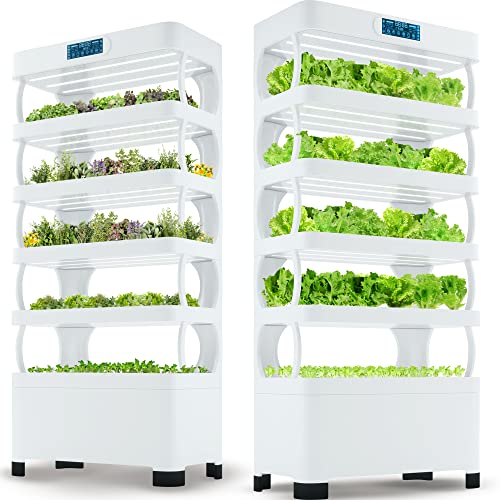 Nutraponics Hydroponics System for Herbs, Fruits, & Vegetables – Hydroponic Growing System with Automated LED Grow Lights – Vertical Farming for Indoor Tower Garden – 72 Planters and 82 Seeding Sites