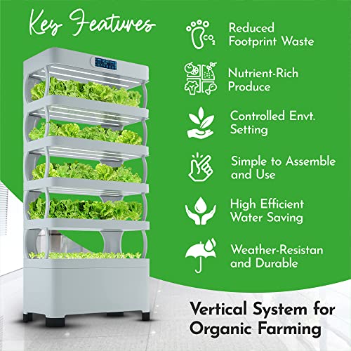 Nutraponics Hydroponics System for Herbs, Fruits, & Vegetables – Hydroponic Growing System with Automated LED Grow Lights – Vertical Farming for Indoor Tower Garden – 72 Planters and 82 Seeding Sites