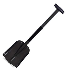 cartman aluminium sport shovel, utility scalable camping shovel, garden shovel, beach shovel sand shovel, lightweight snow shovel for car emergency, 3 piece collapsible design, black