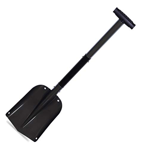 CARTMAN Aluminium Sport Shovel, Utility Scalable Camping Shovel, Garden Shovel, Beach Shovel Sand Shovel, Lightweight Snow Shovel for Car Emergency, 3 Piece Collapsible Design, Black