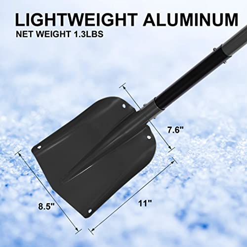 CARTMAN Aluminium Sport Shovel, Utility Scalable Camping Shovel, Garden Shovel, Beach Shovel Sand Shovel, Lightweight Snow Shovel for Car Emergency, 3 Piece Collapsible Design, Black