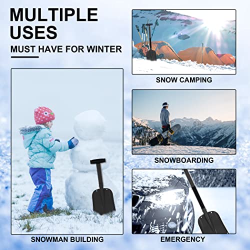 CARTMAN Aluminium Sport Shovel, Utility Scalable Camping Shovel, Garden Shovel, Beach Shovel Sand Shovel, Lightweight Snow Shovel for Car Emergency, 3 Piece Collapsible Design, Black