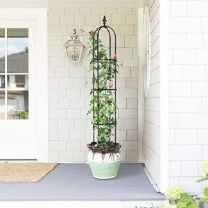 garden obelisk trellis for climbing plants outdoor 6 ft rose bush round trellis for pots rustproof metal plant flower trellises for clematis vine jasmine support outdoor indoor