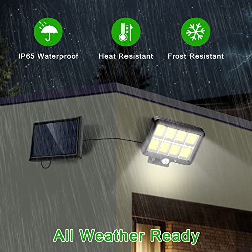 Solar Motion Sensor Light Outdoor, 320 Bright COB LED, 16.4Ft Cable, 3 Working Mode, Adjustable Solar Panel, Wired Solar Powered Security Flood Lights for Indoor Use, Wall, Yard, Garage, Garden(2 Set)