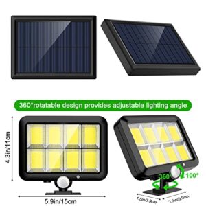 Solar Motion Sensor Light Outdoor, 320 Bright COB LED, 16.4Ft Cable, 3 Working Mode, Adjustable Solar Panel, Wired Solar Powered Security Flood Lights for Indoor Use, Wall, Yard, Garage, Garden(2 Set)