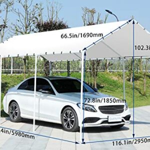 Carport Heavy Duty Canopy Tent 10x20 Car Port Metal Carport Kits Boat Shelter Tent with 6 Reinforced Steel Legs Outdoor Canopy for Party, Wedding, Garden