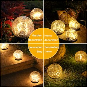 TOMEX Solar Garden Lights, Cracked Glass Ball Waterproof Warm White LED for Outdoor Decor Decorations Pathway Patio Yard Lawn, 1Pack (3.9")