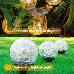 TOMEX Solar Garden Lights, Cracked Glass Ball Waterproof Warm White LED for Outdoor Decor Decorations Pathway Patio Yard Lawn, 1Pack (3.9")