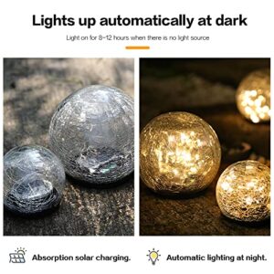 TOMEX Solar Garden Lights, Cracked Glass Ball Waterproof Warm White LED for Outdoor Decor Decorations Pathway Patio Yard Lawn, 1Pack (3.9")