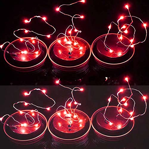 POPPAP Solar Jar Lid Lights Solar String Lights Fairy Lights for Mason Jar Decor Lights,Outdoor Lighting LED Landscape Lights 20 LED 78.74inch 6Lids Red