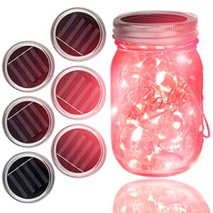 poppap solar jar lid lights solar string lights fairy lights for mason jar decor lights,outdoor lighting led landscape lights 20 led 78.74inch 6lids red