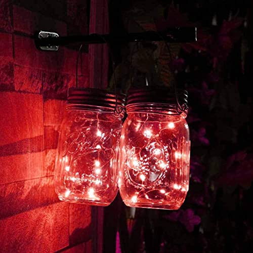 POPPAP Solar Jar Lid Lights Solar String Lights Fairy Lights for Mason Jar Decor Lights,Outdoor Lighting LED Landscape Lights 20 LED 78.74inch 6Lids Red