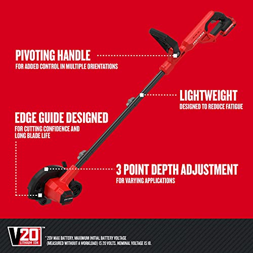 CRAFTSMAN 20V MAX Edger Lawn Tool, Cordless Lawn Edger with Battery & Charger Included (CMCED400D1)