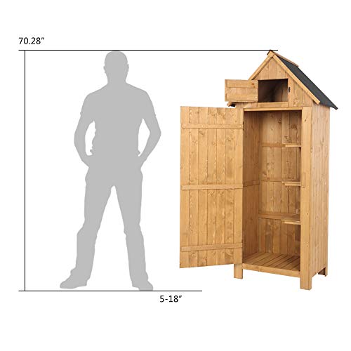 Kcelarec Outdoor Storage Shed Cabinet, Tool Shed, Wooden Garden Shed Organizer Wooden Lockers with Fir Wood